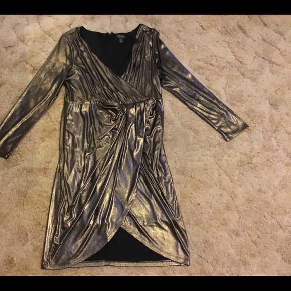 Thalia Sodi | Dresses | Thalia Sodi Metallic Gold Mini Dress | Poshmark
